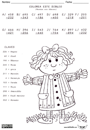 De Tres Digitos Resta Sin Reagrupar Sketch Coloring Page